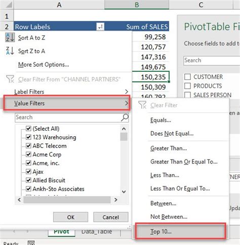 Pivot Table Value Filter Top 10 Not Working At Henry Storms Blog