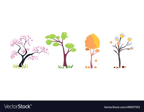 Seasons Trees In Different Periods Royalty Free Vector Image