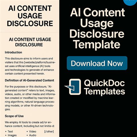 Ai Content Usage Disclosure Template Editable Notice For Businesses