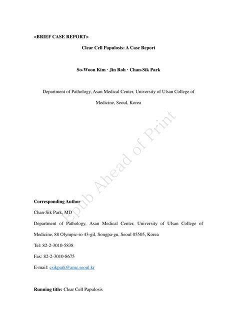 Pdf Clear Cell Papulosis A Case Report