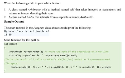 Solved Write The Following Code In Your Editor Below 1 A