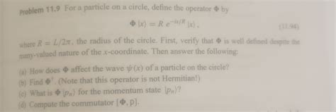 solved problem 11 9 for a particle on a circle define the