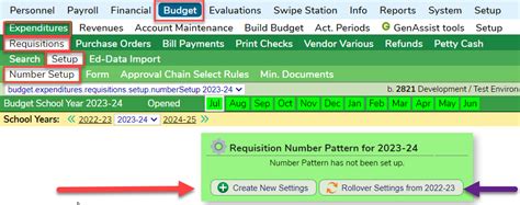 Setting The Requisition Number Pattern For The Succeeding Year Schoolfi Support