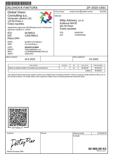 Vzor Zálohová Faktura Faktury Web