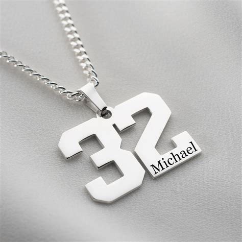 Custom Sport Number Necklace Personalized Sterling Silver Pendant For