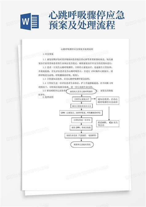心跳呼吸骤停应急预案及处理流程Word模板下载 编号lenjxonx 熊猫办公
