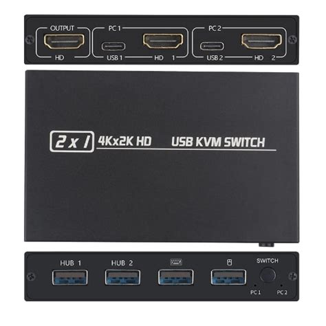 Switch KVM HD 2 In 1 HDMI USB Support HD 2K 4K Conecteaza 2 Calculatoare La 1 Monitor Keyboard