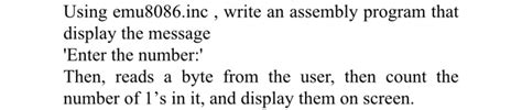 Solved Using C Write An Assembly Program That