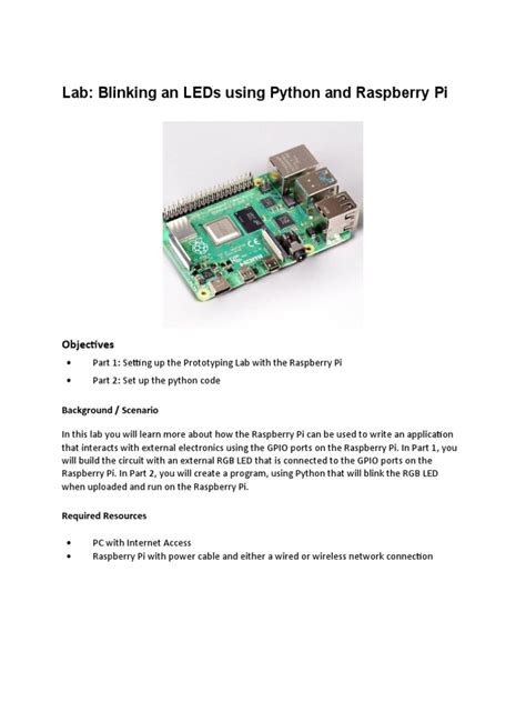 Lab Blinking An Leds Using Python And Raspberry Pi Objectives Pdf