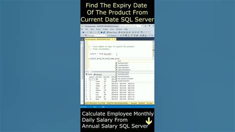 Find The Expiry Date Of Any Product From Current Date Sqlserver Youtube
