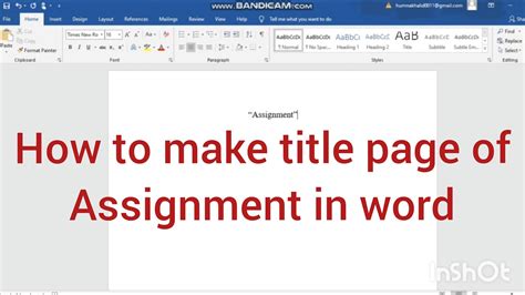 How To Make Title Page Of Assignment In Word Youtube