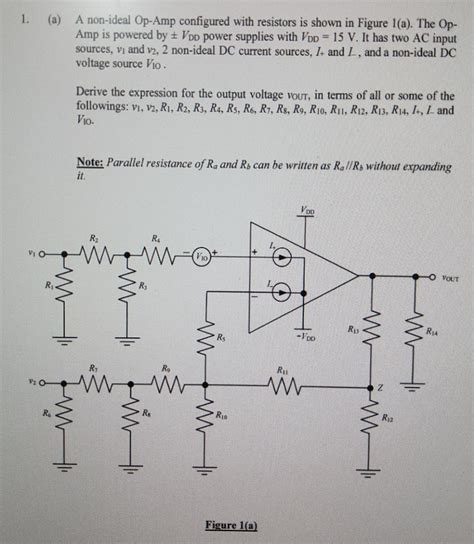 a a non ideal op amp configured with resistors is shown in figure 1