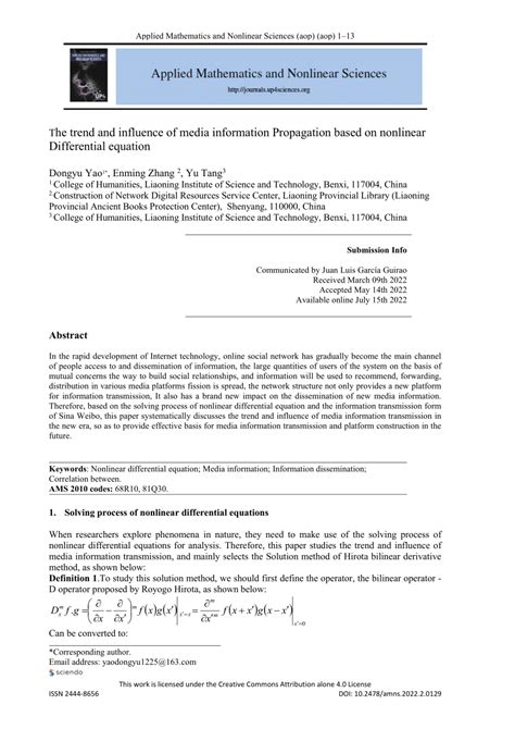 Pdf The Trend And Influence Of Media Information Propagation Based On