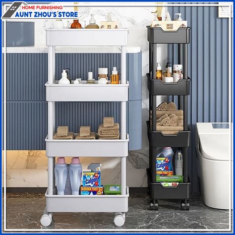 Movable Storage Shelf With Wheels Kitchen Bathroom Storage Rack Home