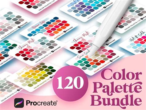 120 Color Palettes For Procreate Bundle Handpicked Color Swatches For IPad Lettering Drawing Or