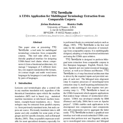 Ttc Termsuite A Uima Application For Multilingual Terminology