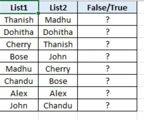 How To Compare Two Lists In Excel 5 Easy Methods Geeksforgeeks