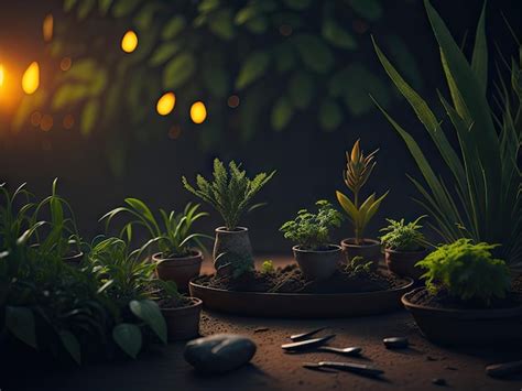 Premium Ai Image Garden Background Plants And Tools Garden Ai Generative