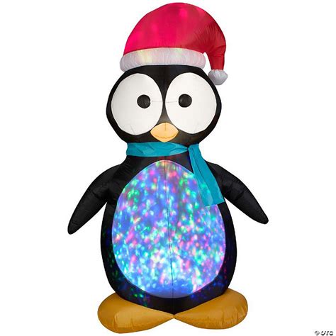 gemmy projection christmas airblown inflatable kaleidoscope penguin rgb 7 5 ft tall multicolored