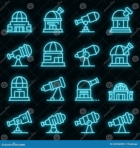 Planetariumpictogrammen Instellen Vectorneon Vector Illustratie