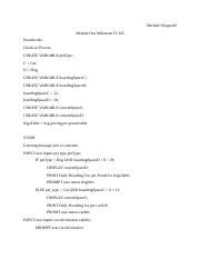 Module ONE Milestone Docx Michael Fitzgerald Module One Milestone IT 145 Pseudocode Check In