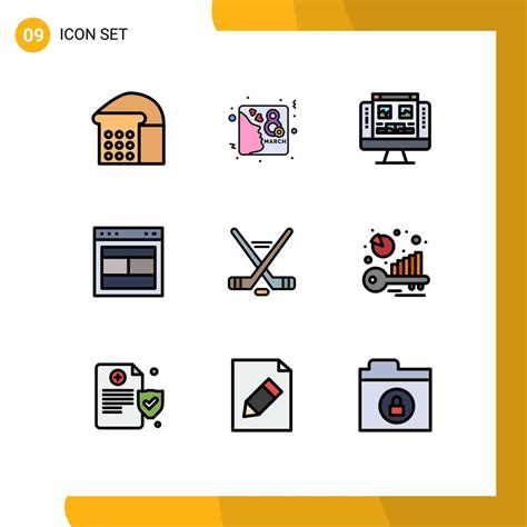 Set Of 9 Commercial Filledline Flat Colors Pack For Ice Sport Website