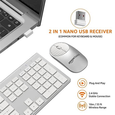 Amazon Basics Wireless Rechargeable Dual Connectivity Keyboard And Mouse Set At Piece
