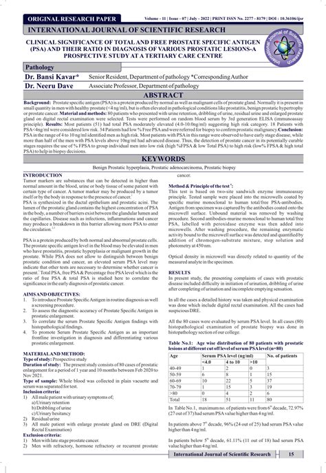 Pdf Clinical Significance Of Total And Free Prostate Specific Antigen