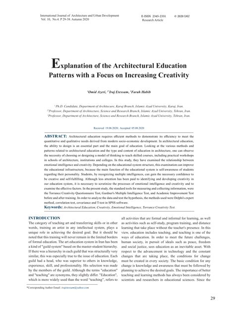 Pdf Explanation Of The Architectural Education Patterns With A Focus On Increasing Creativity 1