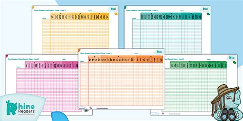Rhino Readers Class Record Sheet All Levels