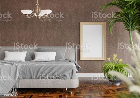 모형 사진 프레임이 있는 침실의 3d 현대적인 인테리어 0명에 대한 스톡 사진 및 기타 이미지 0명 3차원 형태 가구 Istock