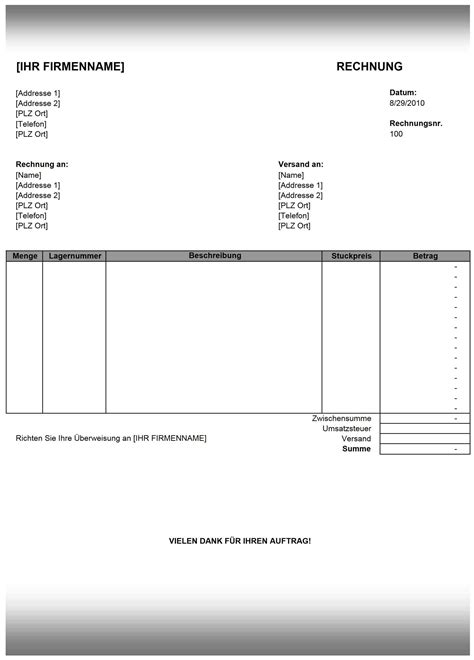 Excel Tabelle Rechnung