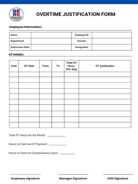 Hei Ot Justification Form Pdf