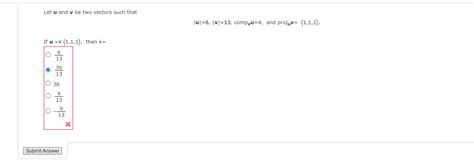 Solved Let U And V Be Two Vectors Such That Chegg Com