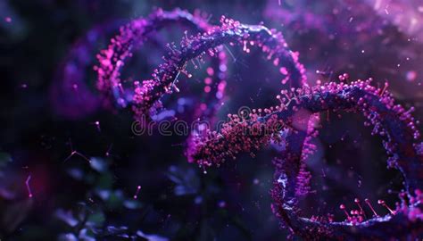 Colorful Dna Strands Illuminated In A Dark Environment Showcasing Intricate Cellular Structures