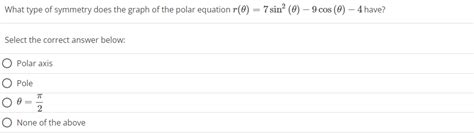 Solved What Type Of Symmetry Does The Graph Of The Polar