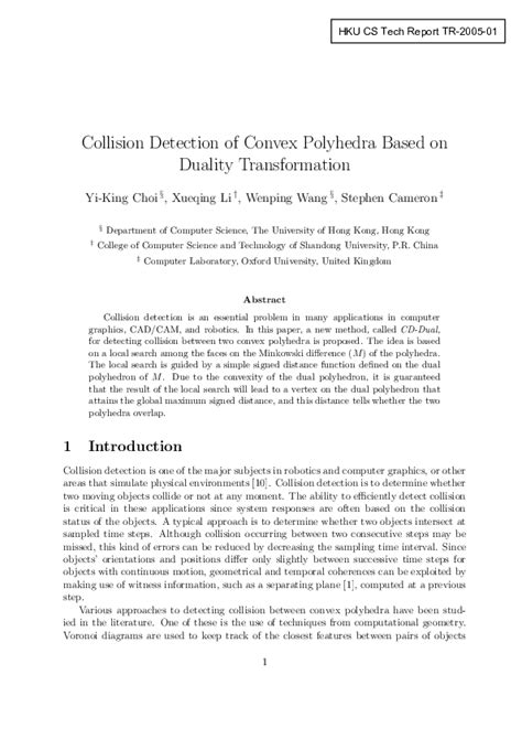 Pdf Collision Detection Of Convex Polyhedra Based On Duality