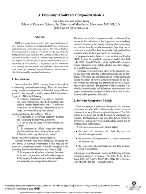 a taxonomy of software component models pdf component based software engineering