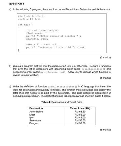 Solved Question 3 A In The Following C Program There Are 4
