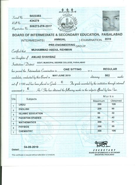 Intermediate Certificate Pdf