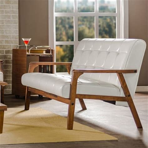 Maddie Home Iris Mid Century Modern Faux Leather Tufted Loveseat In White 1 Smiths Food And Drug