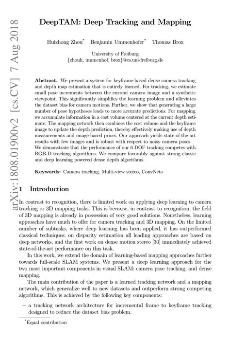 Pdf Deeptam Deep Tracking And Mapping