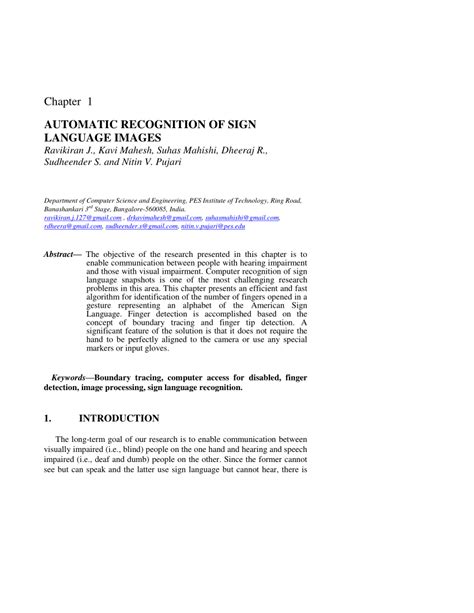 Pdf Automatic Recognition Of Sign Language Images