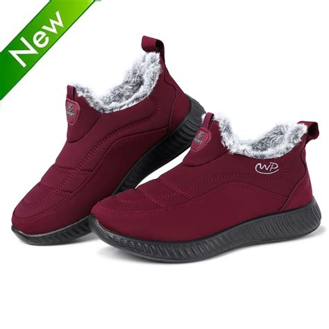 Shibever Winter Boots For Women Snow Boot Waterproof Slip On Warm Fur Lined Ankle Booties