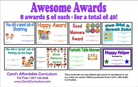 Awesome Awards Carols Affordable Curriculum Online Store