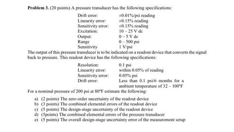 Solved Problem Points A Pressure Transducer Has The Chegg