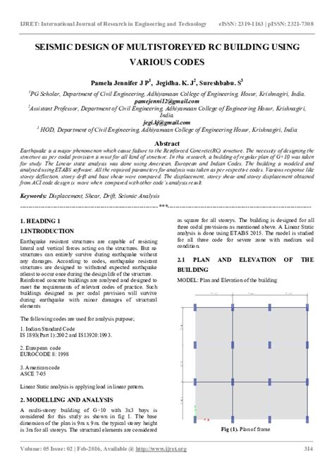 Pdf Seismic Design Of Multistorey