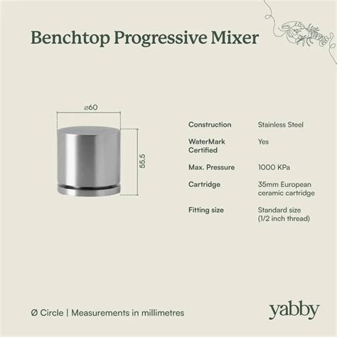 Round Benchtop Progressive Mixer Warm Brushed Nickel Yabby