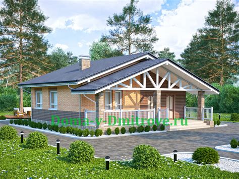 Проект одноэтажного дома из блоков 10 на 10 метров с верандой Каменные дома Проекты