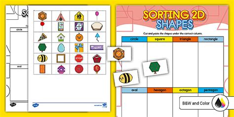 Sorting 2d Shapes Cut And Paste Worksheet For Prek K